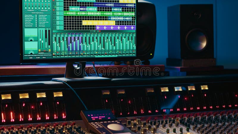 Professional Studio Control Room with Pre Amp Knobs and Faders Stock ...