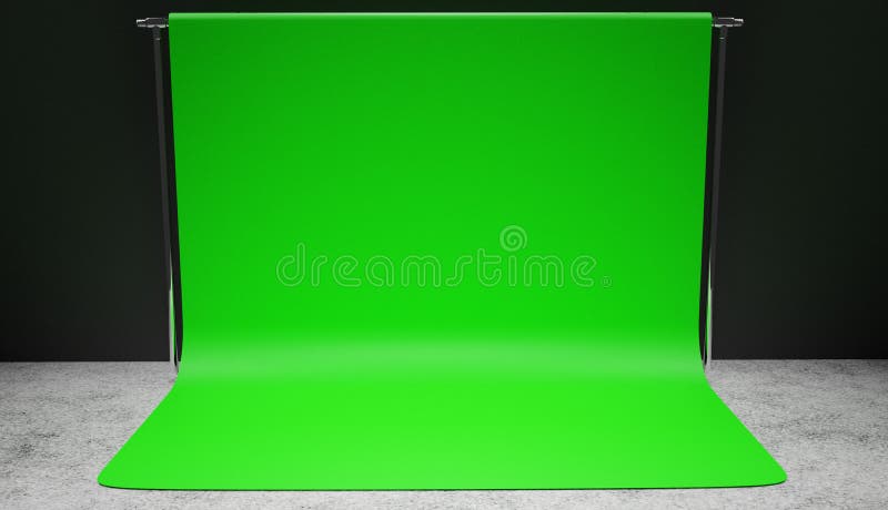 Professional Studio Empty Green Screen Setup 3D Render. Vignette ...