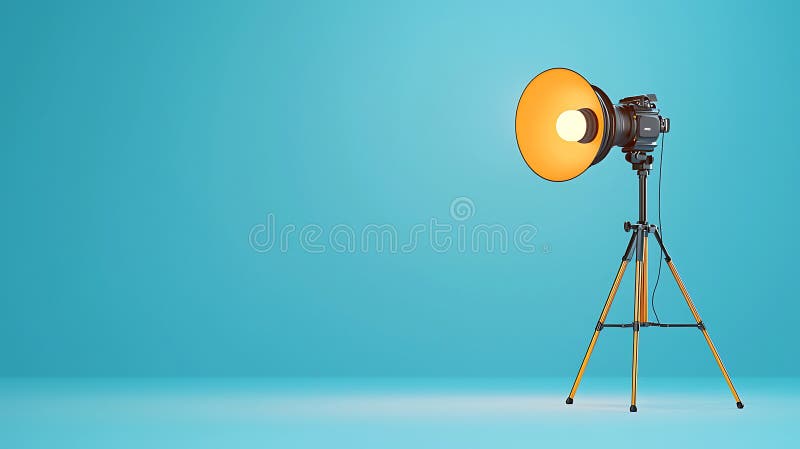 Professional Studio Light Setup with Bright Orange Reflector Tripod ...