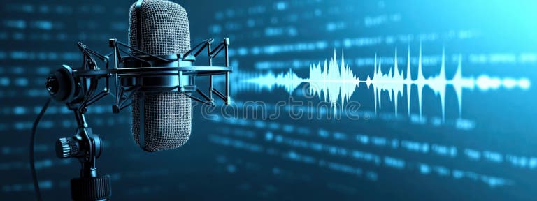 Professional Studio Microphone and Audio Waveform Stock Illustration ...