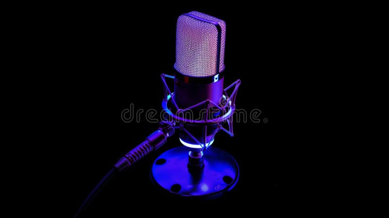Professional Studio Microphone with Neon Lighting Stock Photo - Image ...