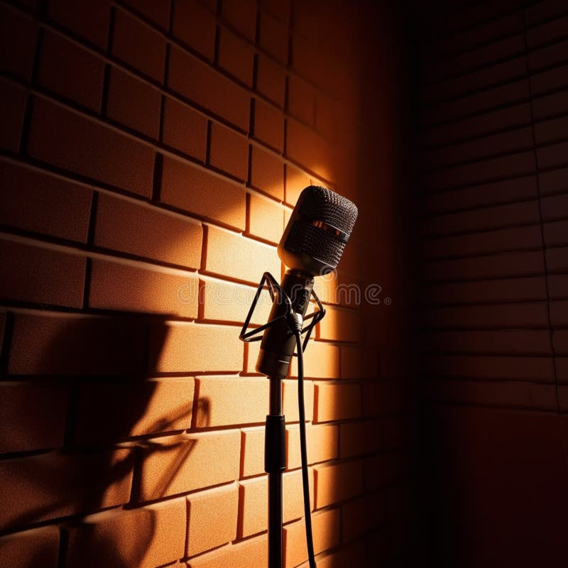 Professional Studio Microphone on Stage, Illustration for Performances ...