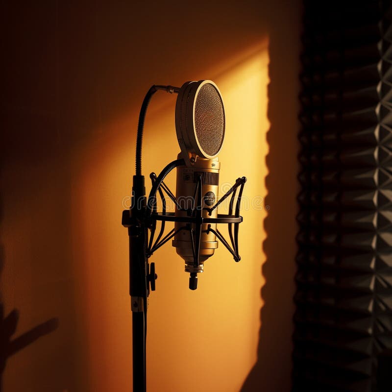 Professional Studio Microphone on Stage, Illustration for Performances ...