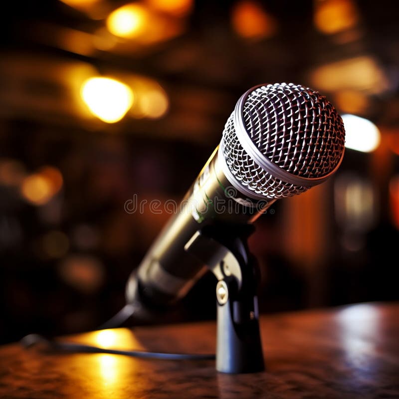 Professional Studio Microphone on Stage, Illustration for Performances ...