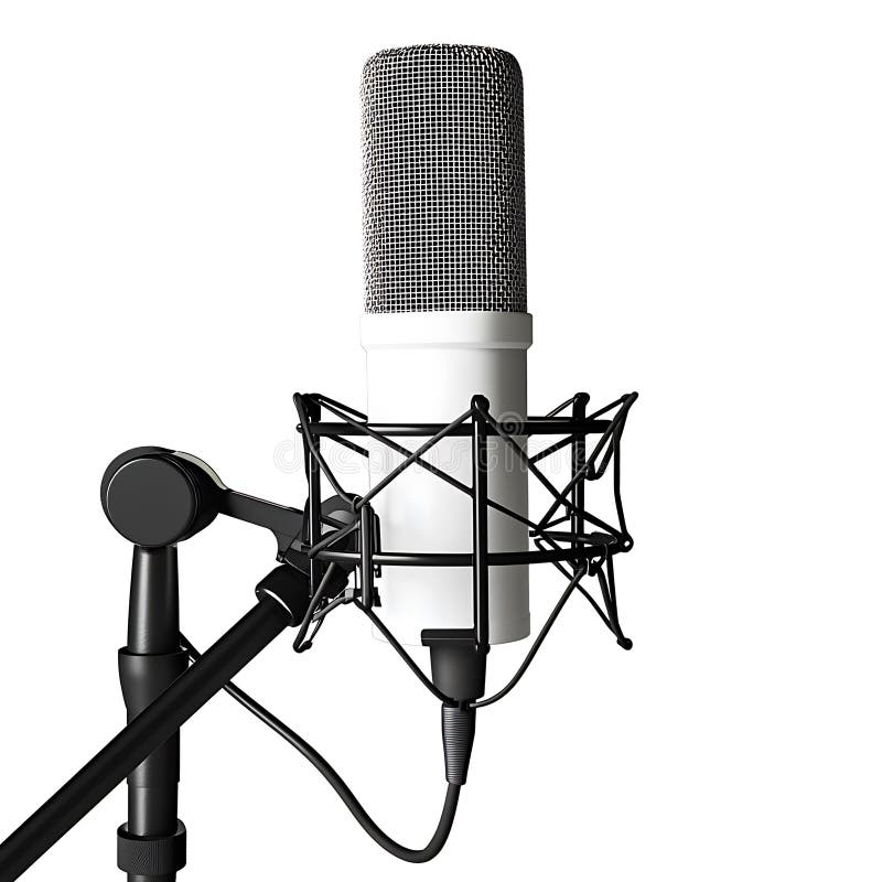 Professional Studio Microphone on a Stand Isolated on White Background ...