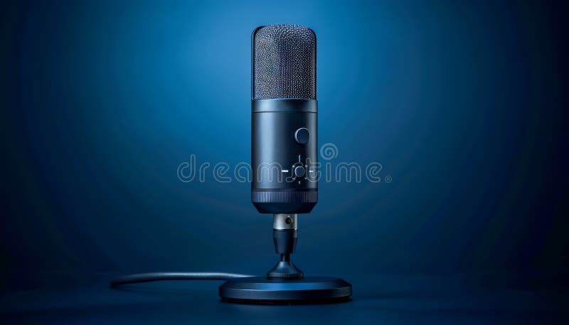 Professional Studio Microphone on a Stand with Moody Blue Backlighting ...