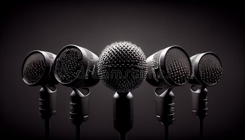 Professional Studio Microphone Vibrating, Modern Sound Recording Studio ...