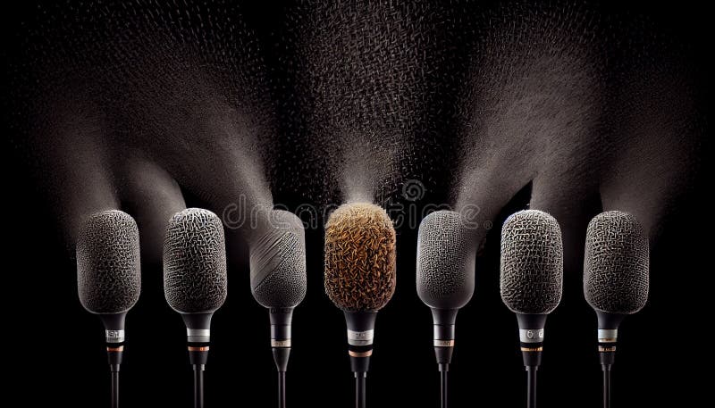 Professional Studio Microphone Vibrating, Modern Sound Recording Studio ...