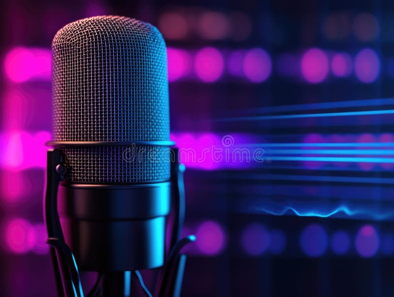 Professional Studio Microphone with Vocalist Stock Photo - Image of ...