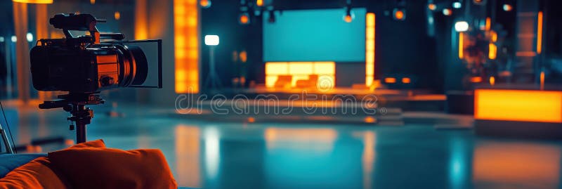 A Professional Studio Setting Showcases a Camera Capturing an Interview ...