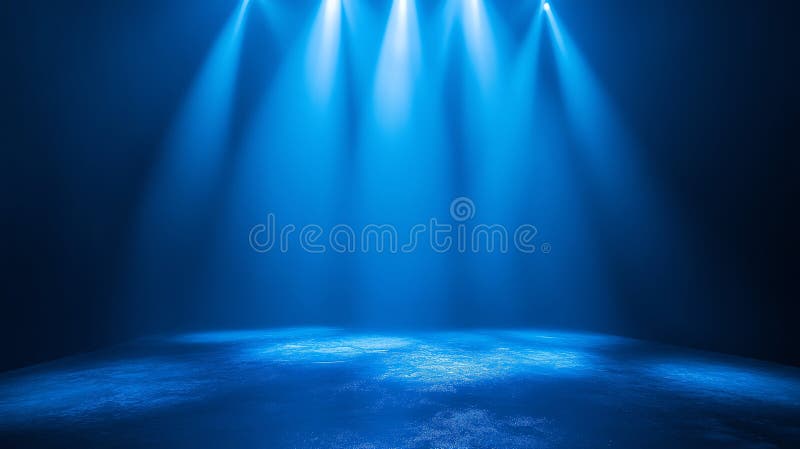 Professional Studio Spotlight on Abstract Blue Background with Neon ...