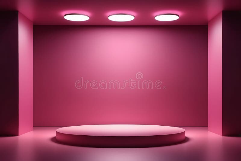 Professional Studio with Spotlight on Empty Podium, Advertisement Space ...