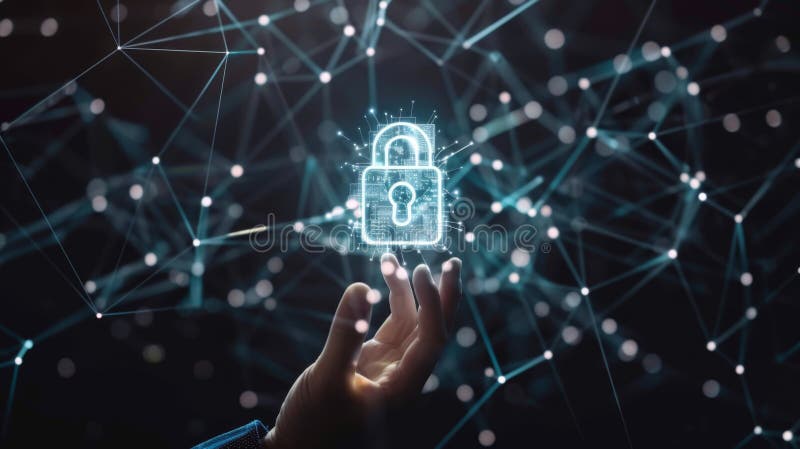 Professional in a Suit with an Illuminated Shield Icon Hovering Above ...