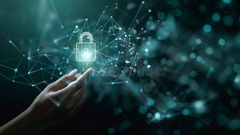 Professional in a Suit with an Illuminated Shield Icon Hovering Above ...