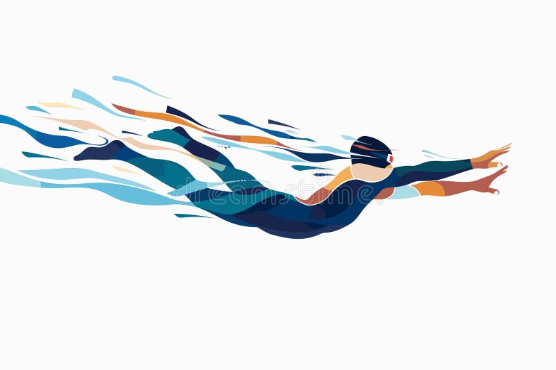 Professional Swimmer in Competition Swimming Pool Isolated Vector Style ...