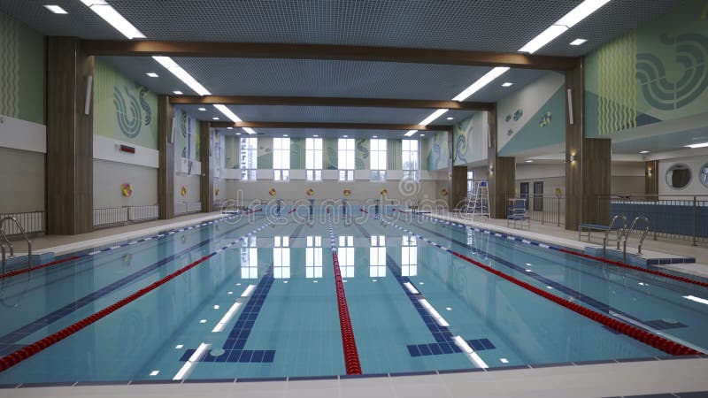 Professional Swimming Pool Filled with Transparent Water Stock Footage ...