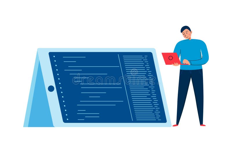 Professional Tablet Programmer Composition Stock Vector Illustration Of Specialist Hacker