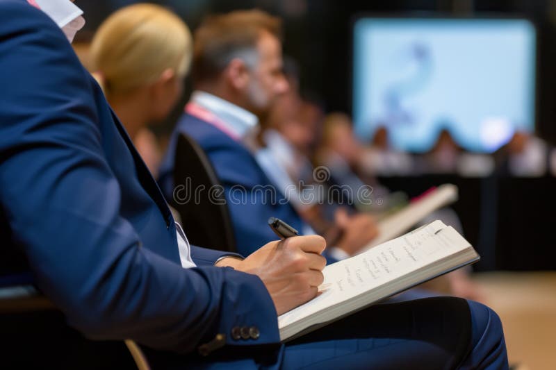 Professional Taking Notes during a Keynote Speech Stock Image - Image ...
