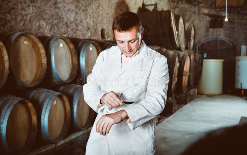 Professional Taster Posing with Glass of Wine Stock Image - Image of ...