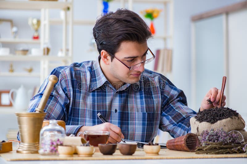 The Professional Tea Expert Trying New Brews Stock Image - Image of ...