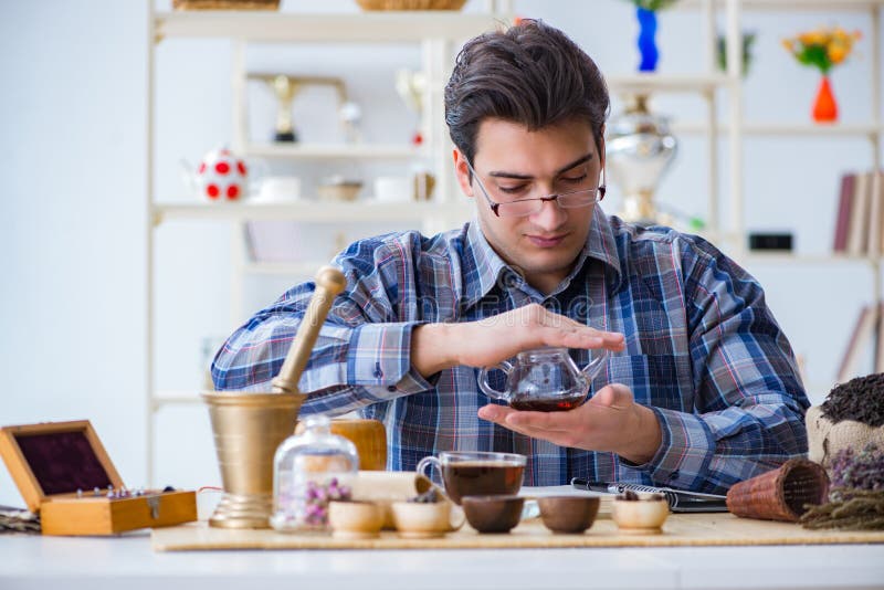 The Professional Tea Expert Trying New Brews Stock Image - Image of ...