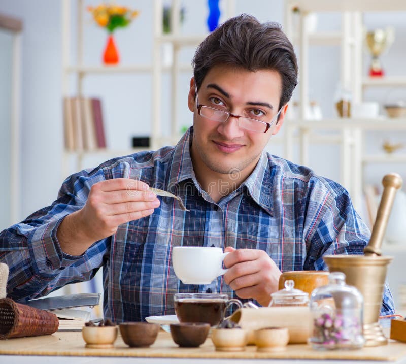 Professional Tea Expert Trying New Brews Stock Image - Image of dried ...