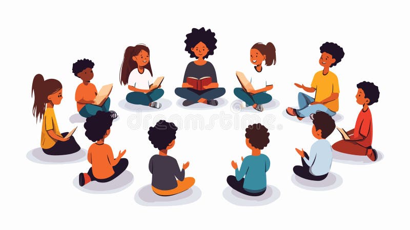 Teacher Sitting Children Floor Stock Illustrations – 245 Teacher ...