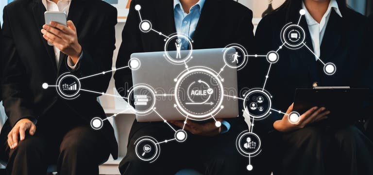 Professional Team Collaborating on Agile Project with Digital Workspace ...