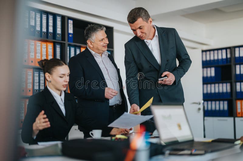 Professional Team Collaboration in Modern Office Discussing Important ...