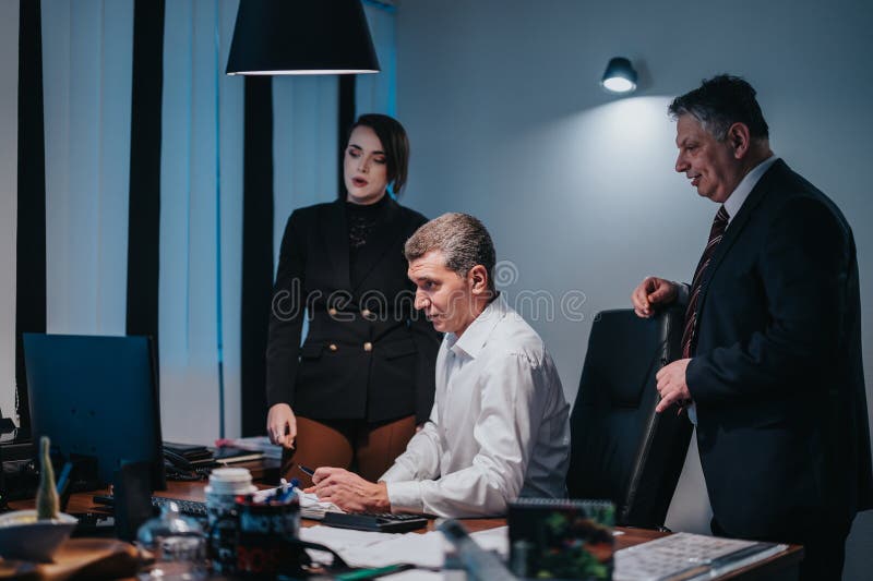 Professional Team Collaboration in a Modern Office Environment after ...