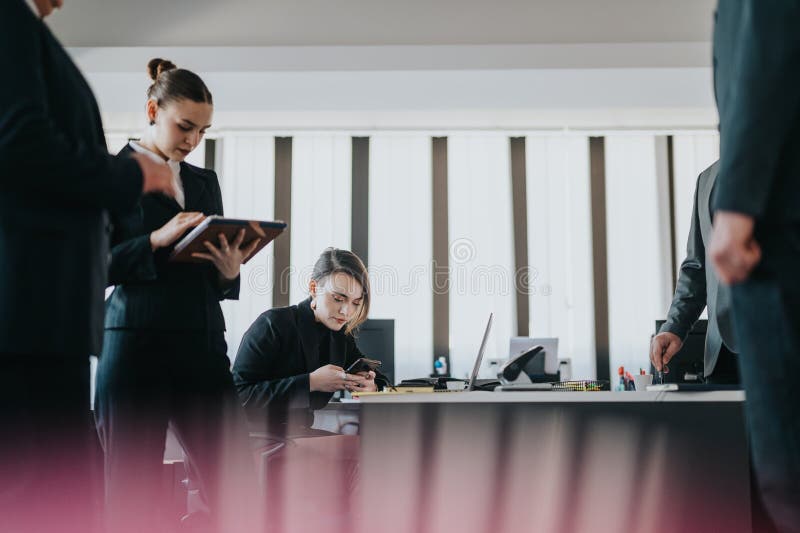 Colleagues Collaborating in a Modern Office Environment Stock Image ...