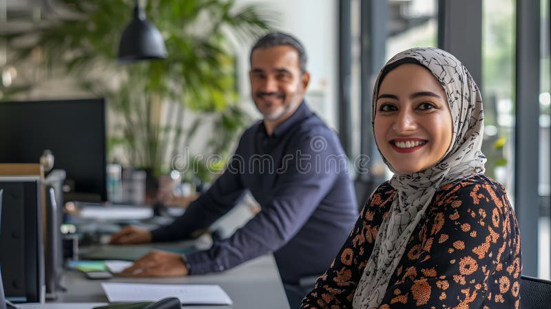 Professional Team Portrait in Modern Office Setting Stock Illustration ...