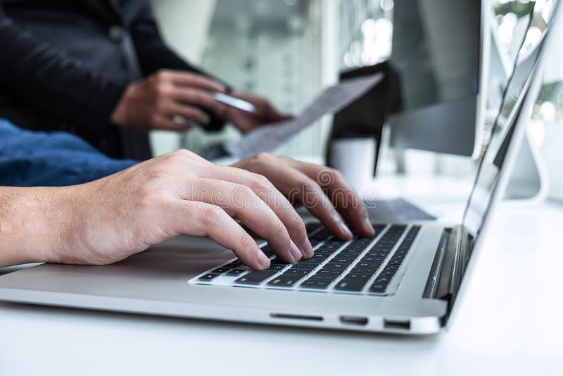 Professional Team of Programmer Working on Project in Software Development Computer in it ...