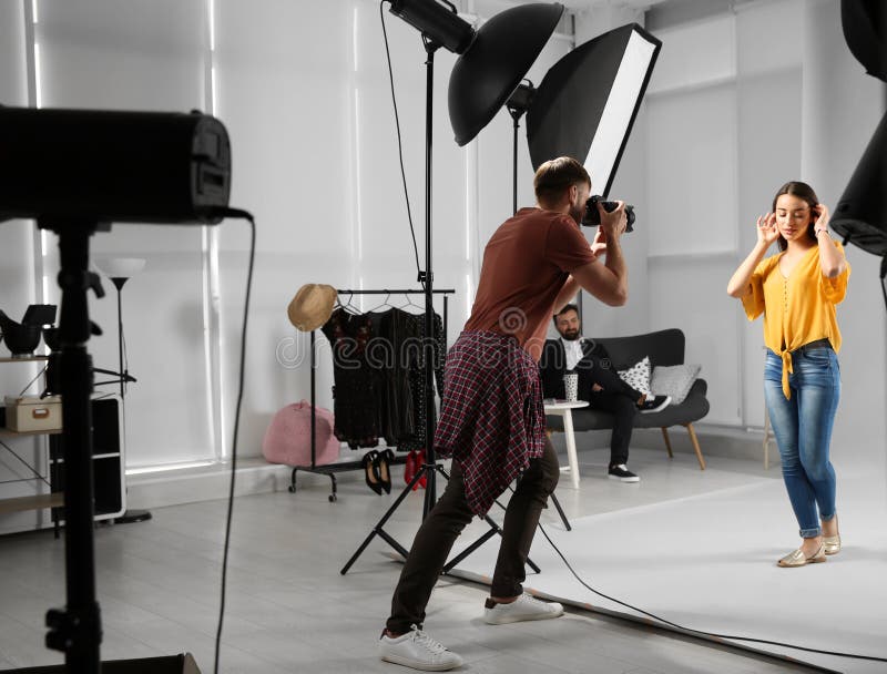 Professional Team Working with Model Stock Photo - Image of modern ...