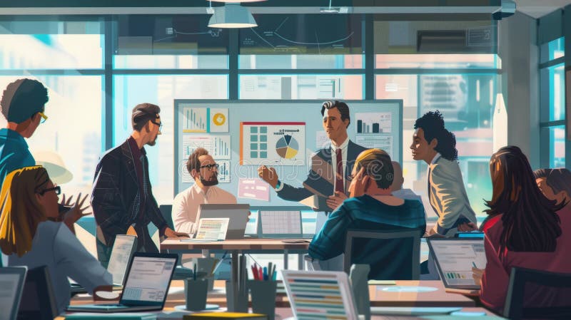 Diverse Team Collaborating in Modern Office, Using Technology and ...