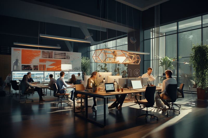 Professional Team Working Together on a Project Stock Illustration ...