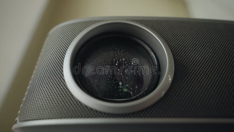 Man Cleaning Projector Lens, Applying Specialized Spray for Removing ...