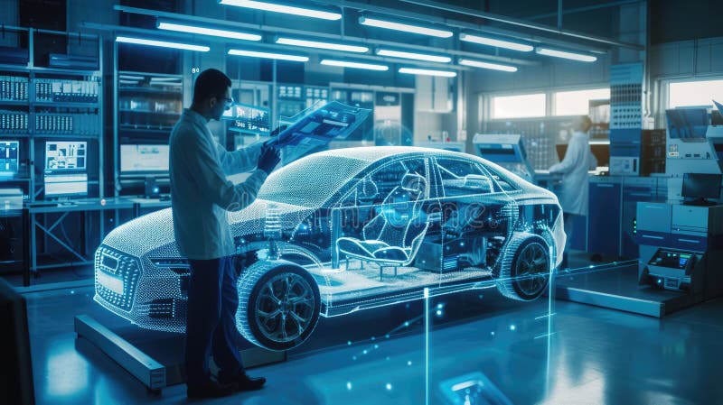 Professional Technician Checking and Inspecting Vehicle Machine System ...