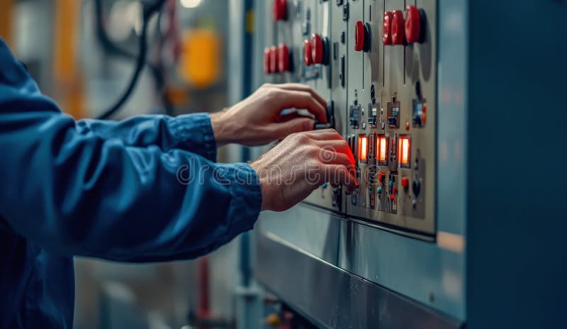 Professional Technician Operating Advanced Control Panel in Industrial ...
