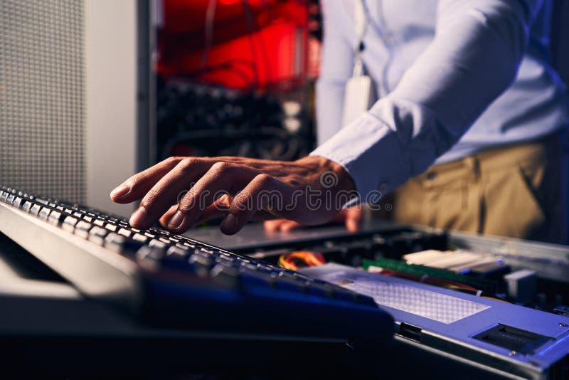 Professional it Technician Setting Up Network Server Stock Image ...
