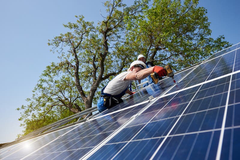 Stand-alone Exterior Solar Panel System Installation, Renewable Green ...