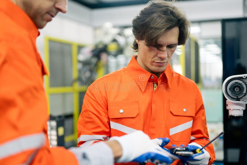 Professional Technicians Team Checking Parts of Automatic Robotic ...