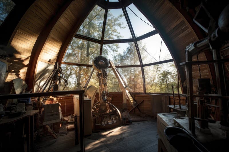 Professional Telescope Inside Observatory Dome Stock Illustration ...