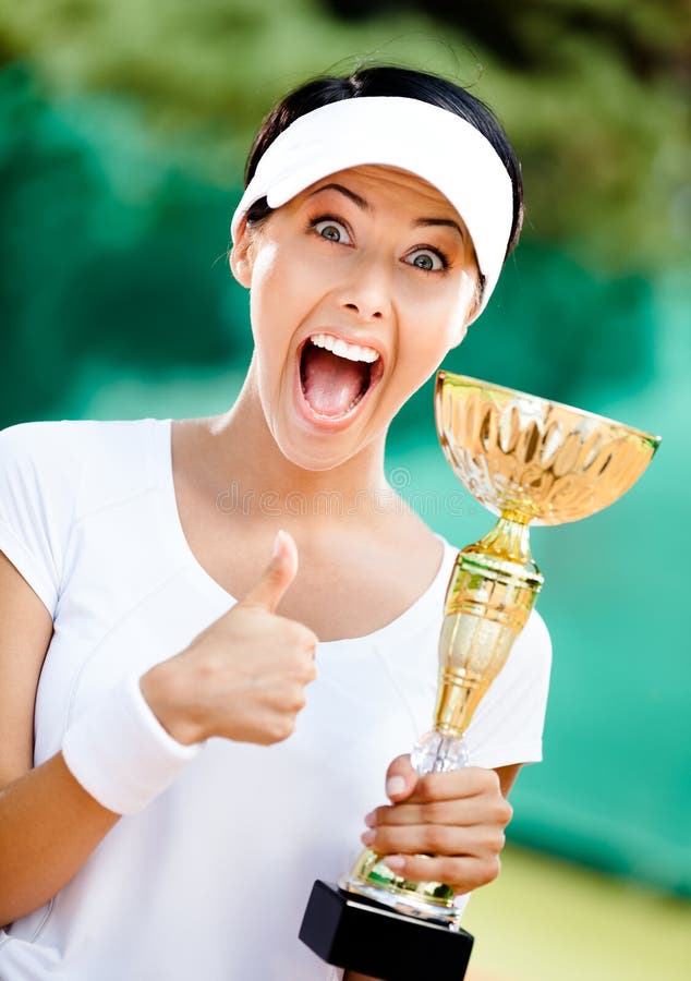 Professional Tennis Player Won the Cup Stock Photo - Image of female ...