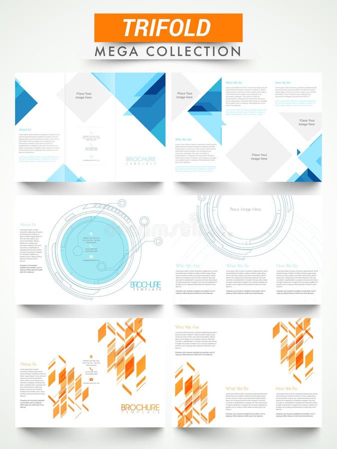 Professional Three Fold Flyers or Brochures Collection. Stock ...