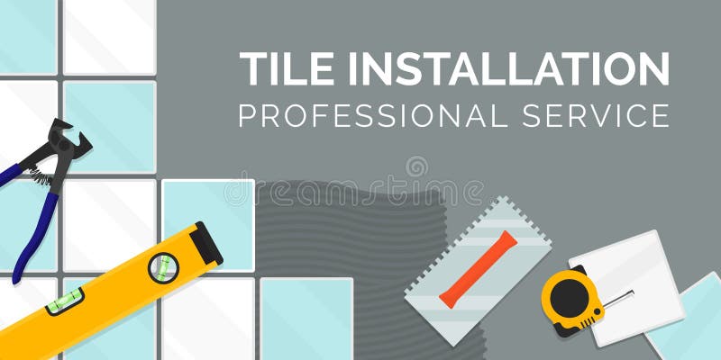 Professional Tile Installation Banner with Tools Stock Vector ...