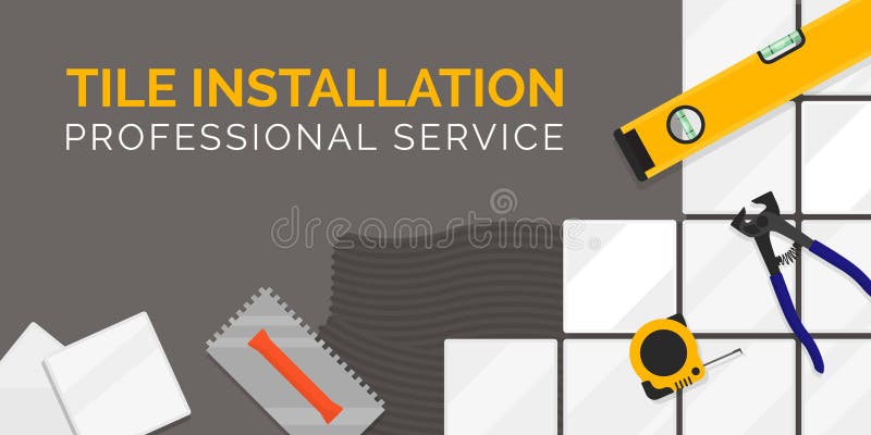Professional Tile Installation Banner with Tools Stock Vector ...