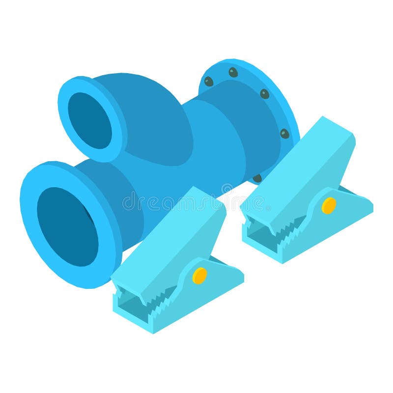 Professional Tool Icon Isometric Vector. Two Welding Clamp and Pipe ...