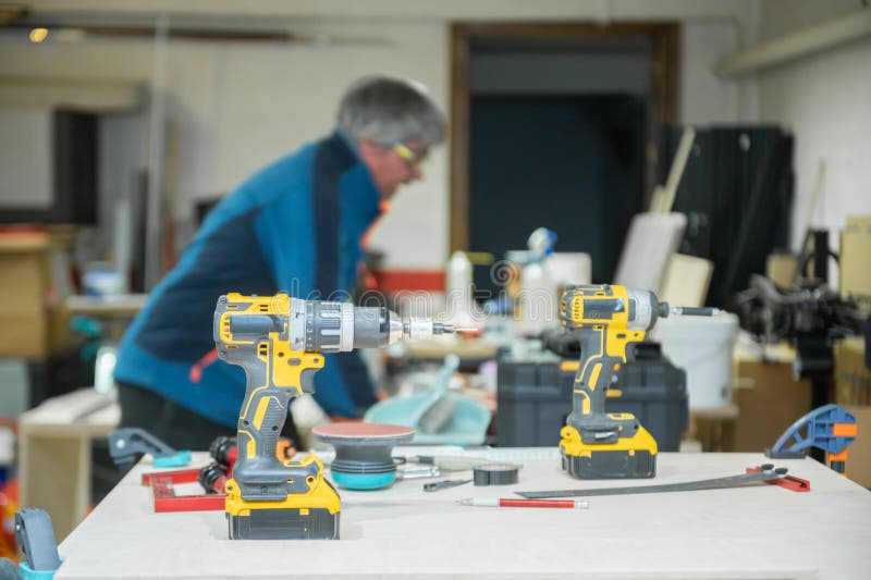 Professional Tools in a Small Repair and Construction Workshop. Owner ...