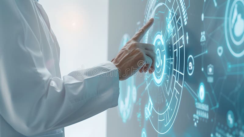 Professional Touching Futuristic Interface. Modern Technology Concept ...